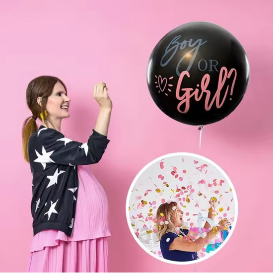 Gender Reveal BOY/GIRL 90CM Latex POP Balloon Kit | Confetti Explosion ...
