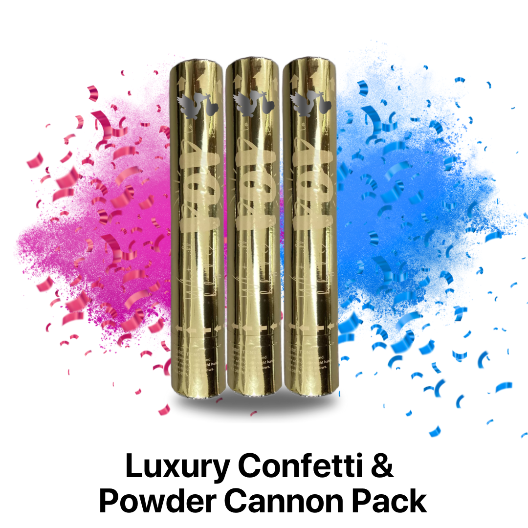Gender Reveal BIO Luxury Confetti & Powder Cannon 3 Pack | Eco-Friendly ...