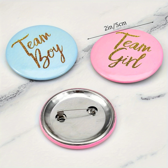 Gender Reveal Prediction Badges 20 Pack | Team Girl or Team Boy Pins ...