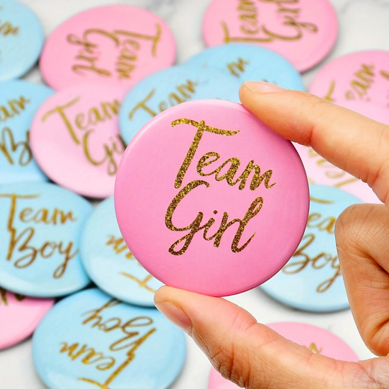 Gender Reveal Prediction Badges 20 Pack | Team Girl or Team Boy Pins ...